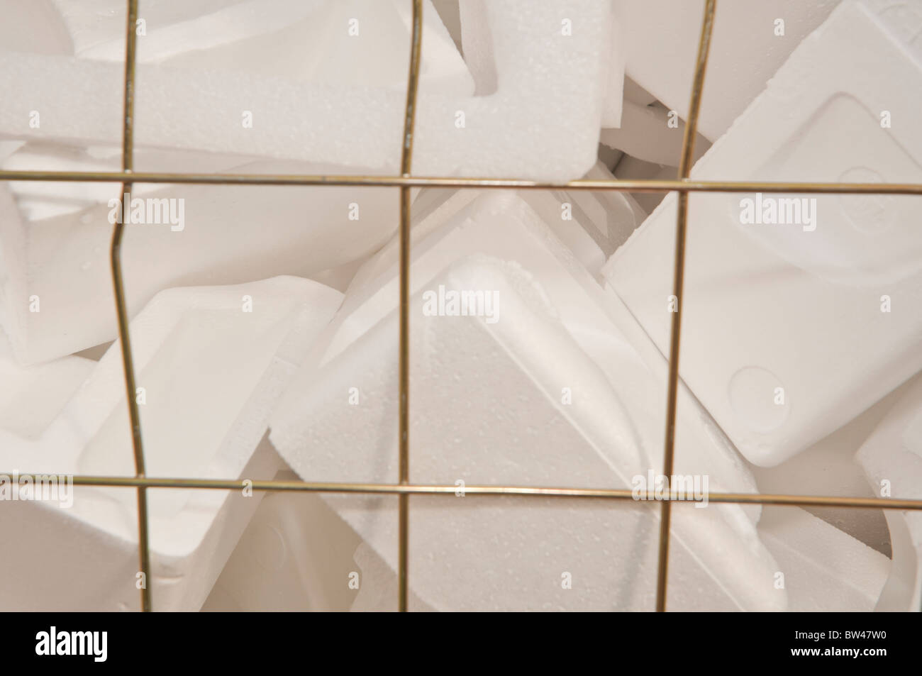 Polystyrene waste at commercial recycling centre, Swansea, Wales ...