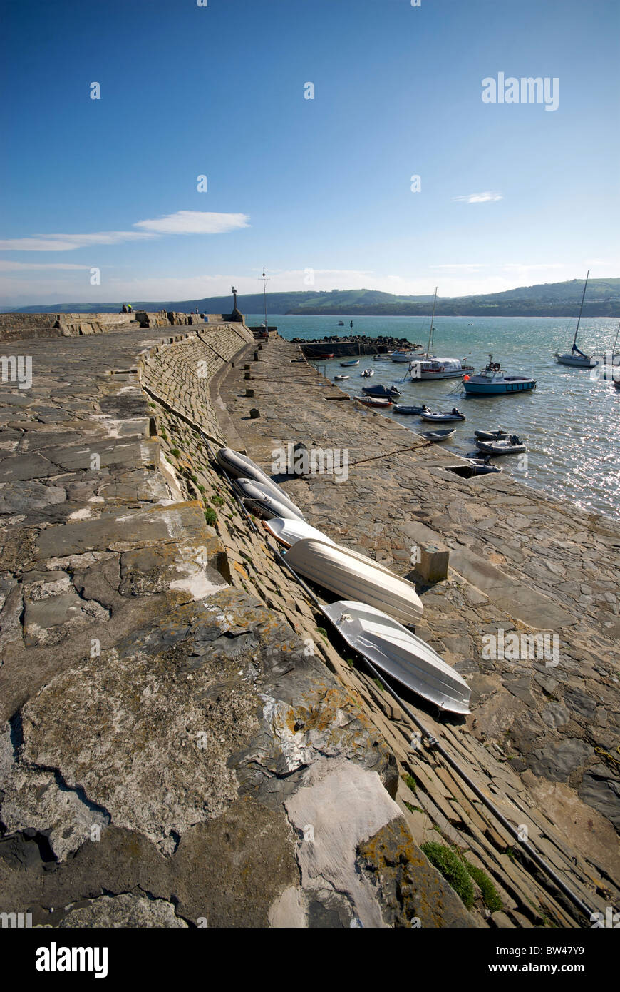 New Quay Cerdgn Wales UK Harbour Harbor Quay Sea Wall Stock Photo - Alamy