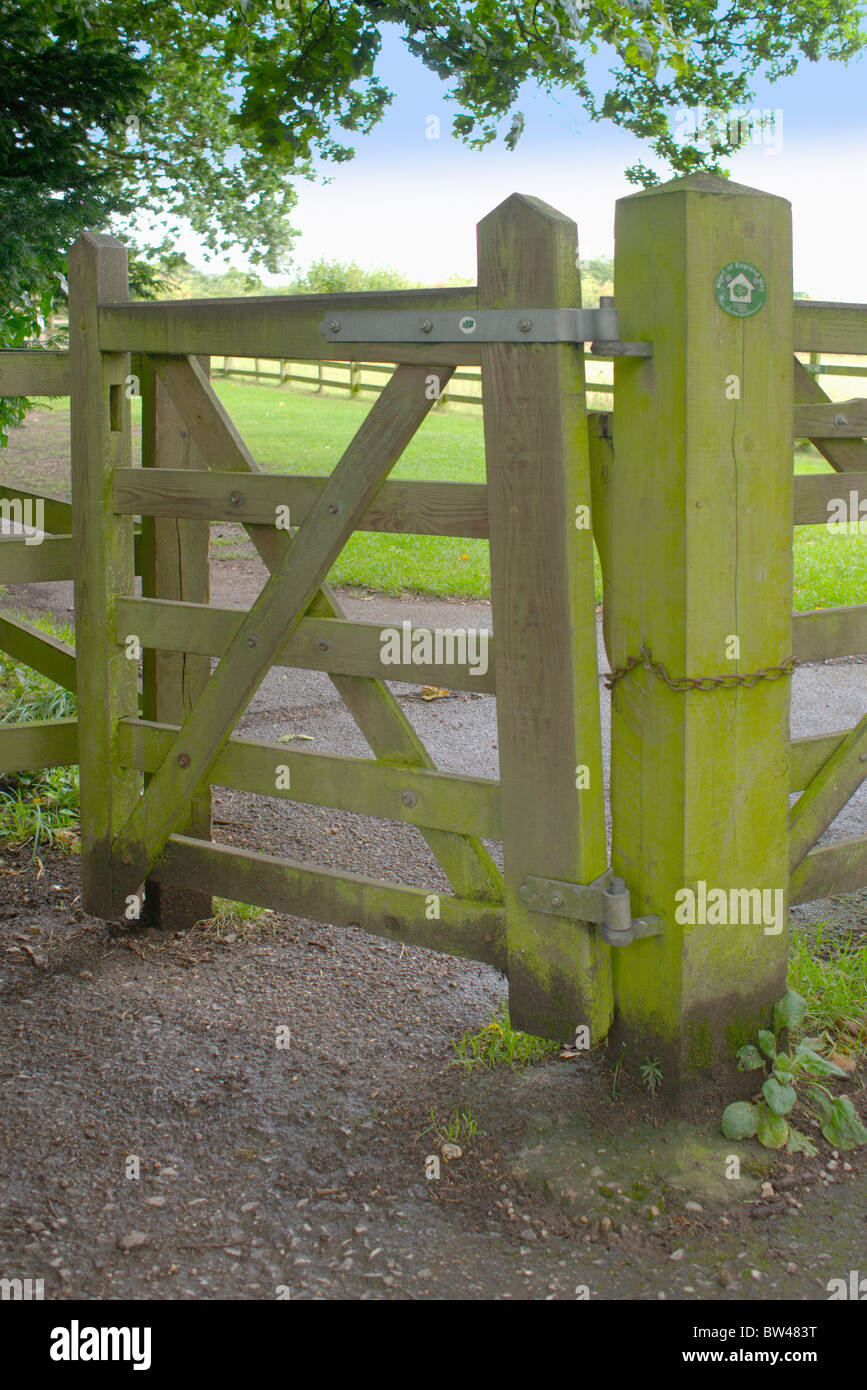 A gate on a footpath. Heart of england way, millenium way footpath ...
