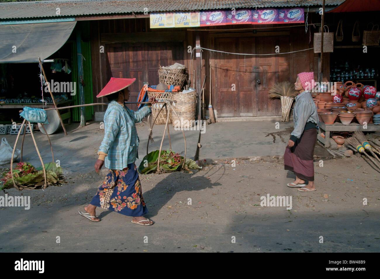 MYANMAR/BURMA. WOMEN IN THE VILLAGE OF KATHA IN UPPER BURMA Stock Photo ...