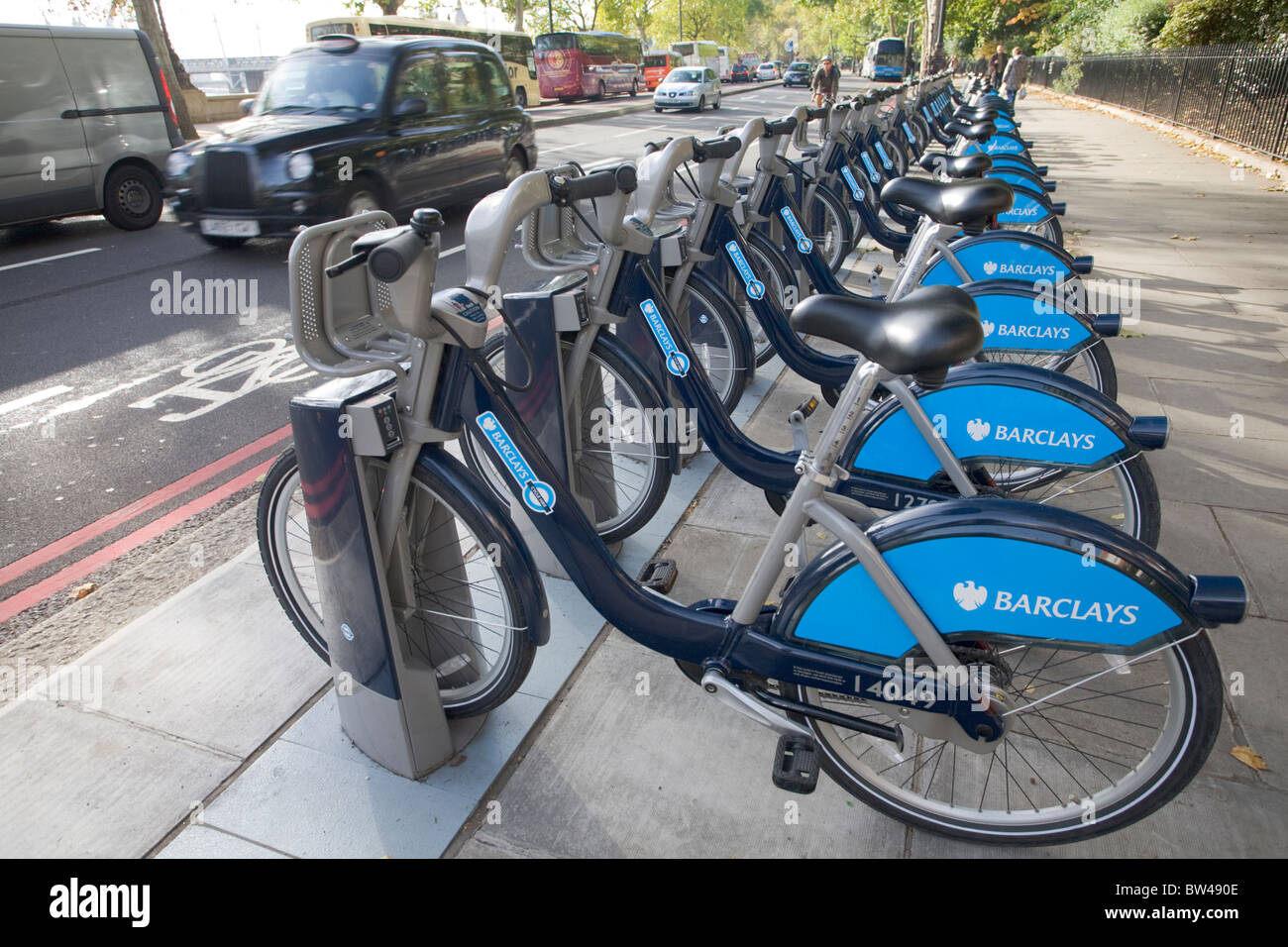Barclays Cycle Hire bikes in London Stock Photo - Alamy