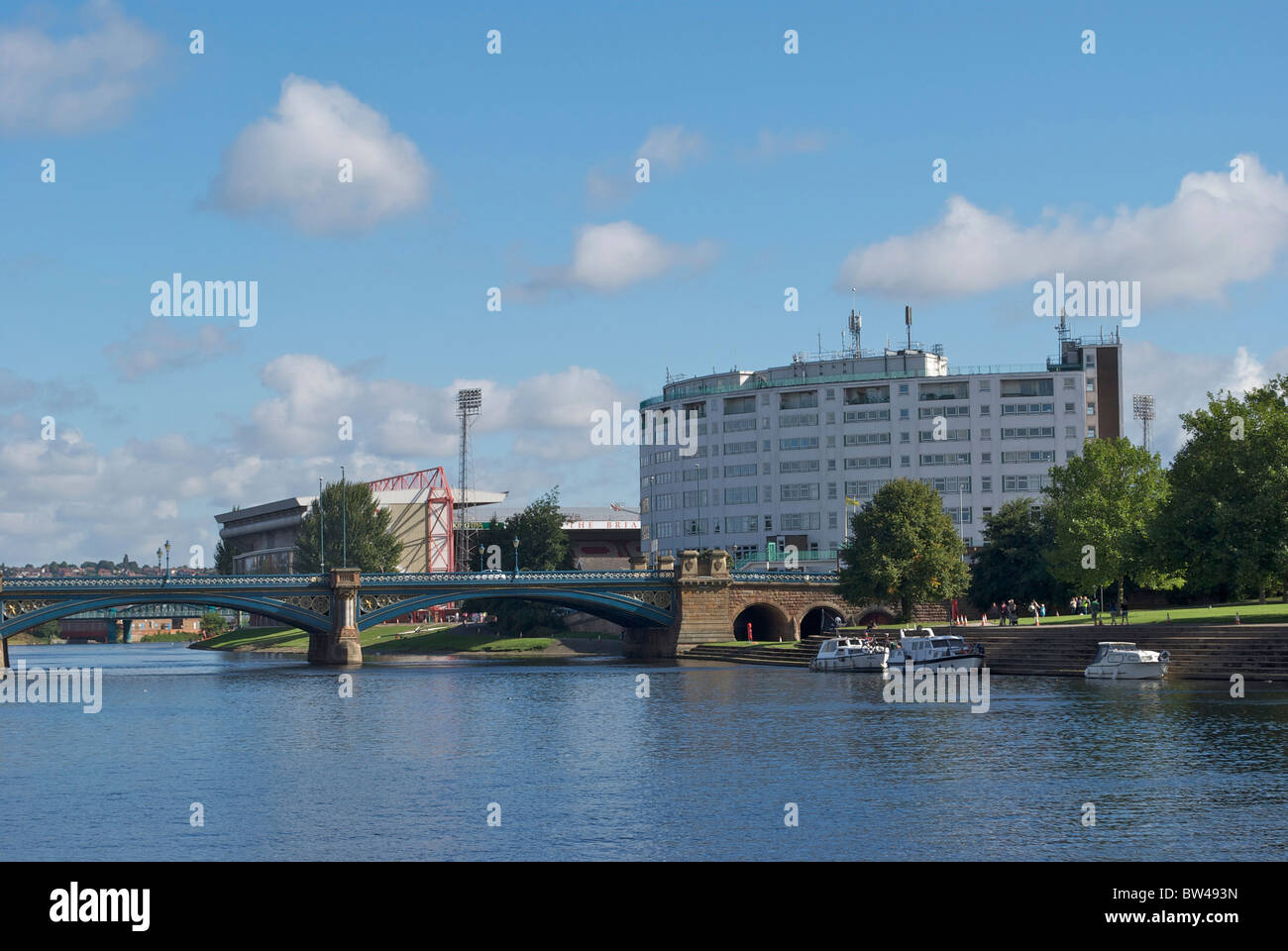 The River Trent at Nottingham with the Nottingham Forest stadium in the ...