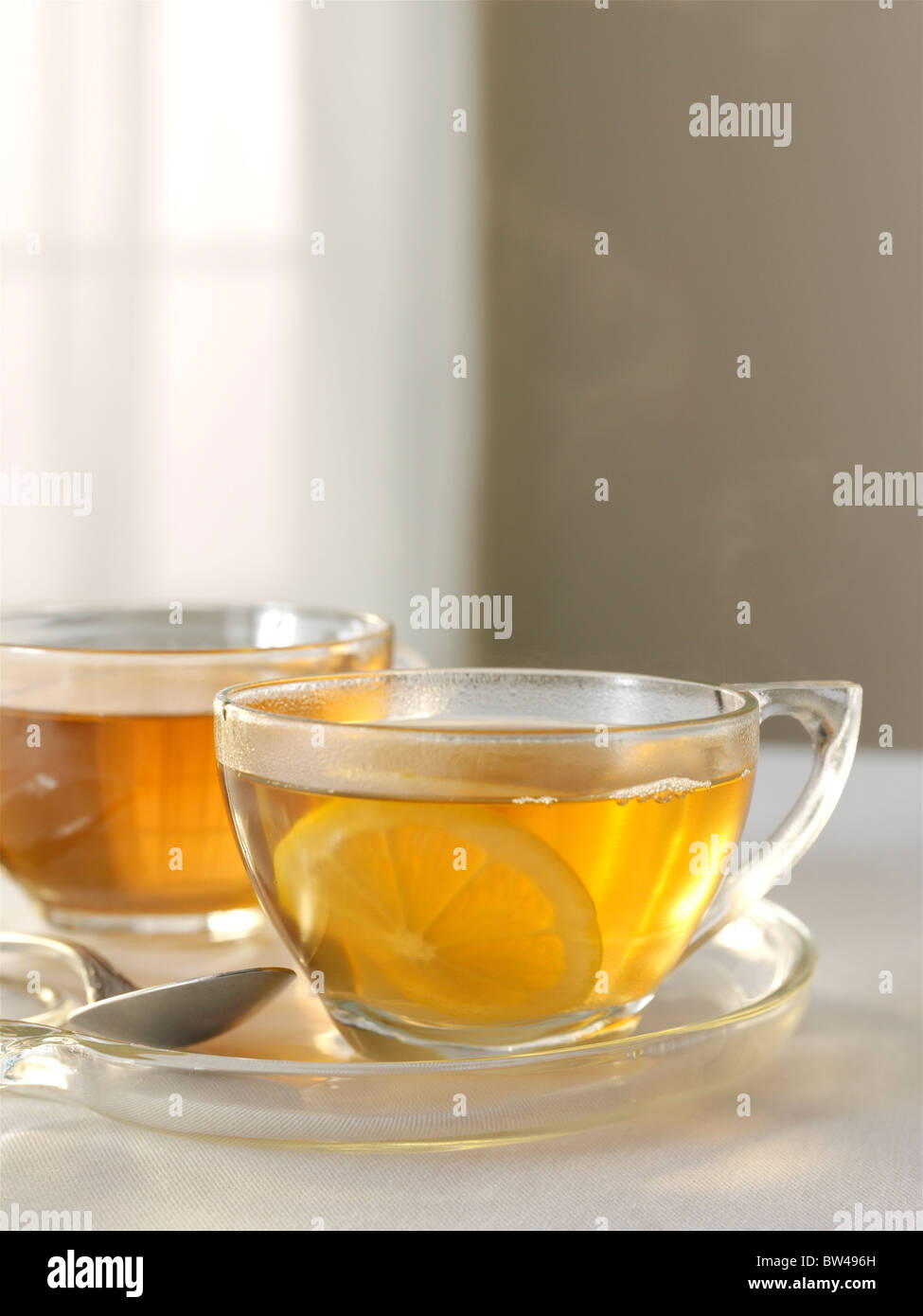 Two cups of lemon herbal tea Stock Photo - Alamy