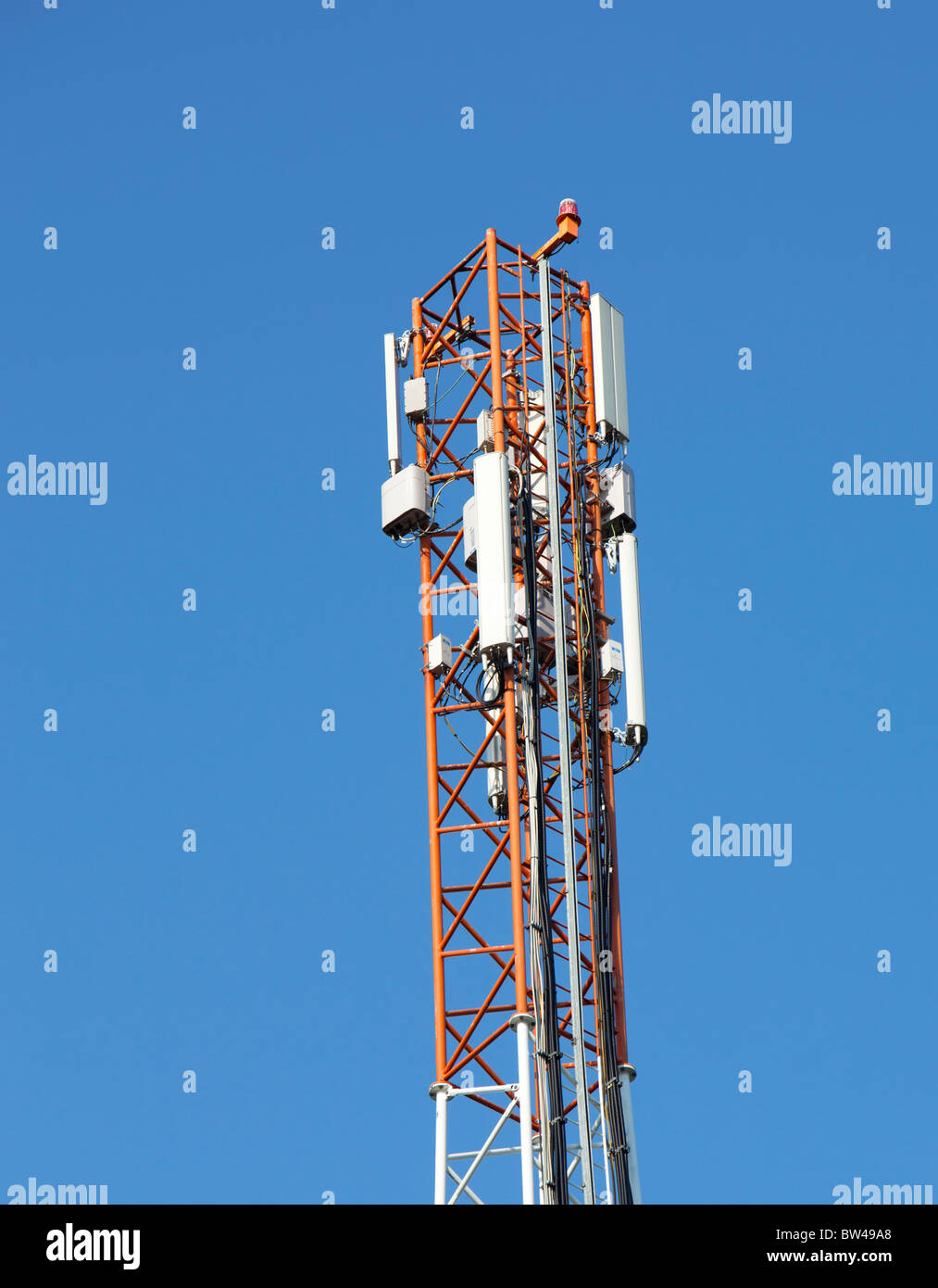 Cellular network base station antennae on antenna tower, Finland Stock ...
