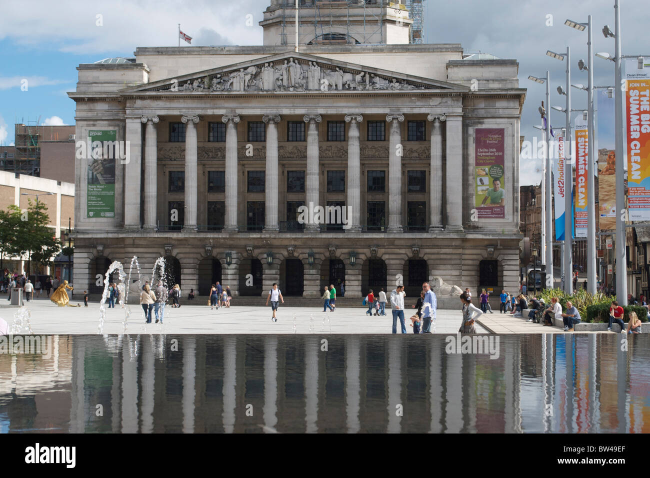 The facade of Nottingham Council House seen across water from the ...