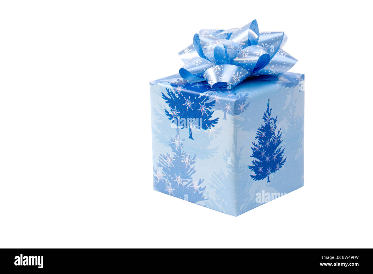 Blue present with blue bow Cut Out Stock Images & Pictures - Alamy
