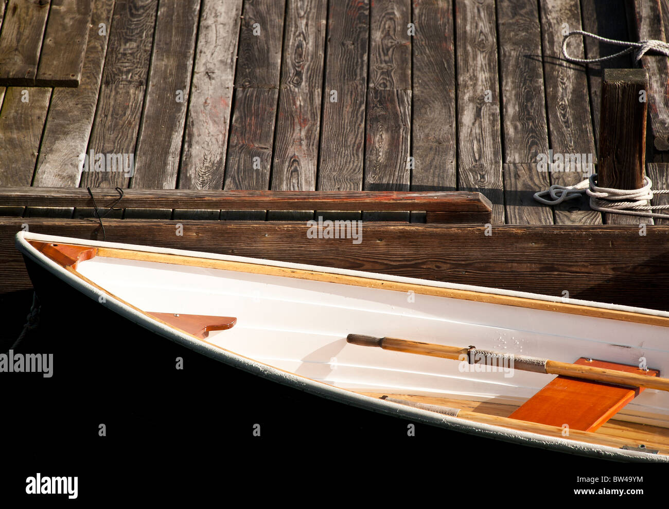 Rowboat and dock, Maine, USA Stock Photo - Alamy