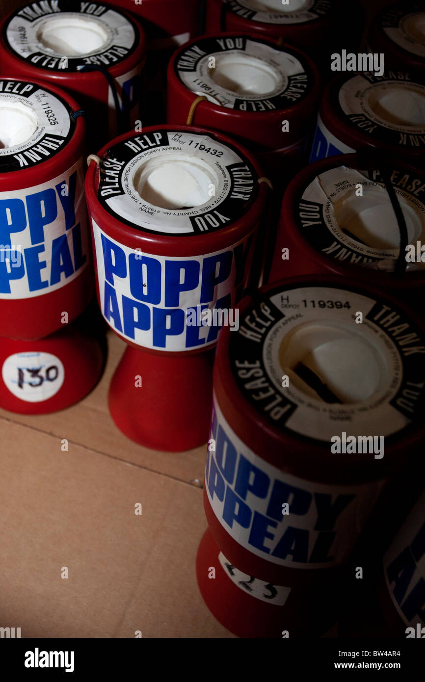 Empty Poppy Appeal charity donating boxes pictured in Lewes, East ...