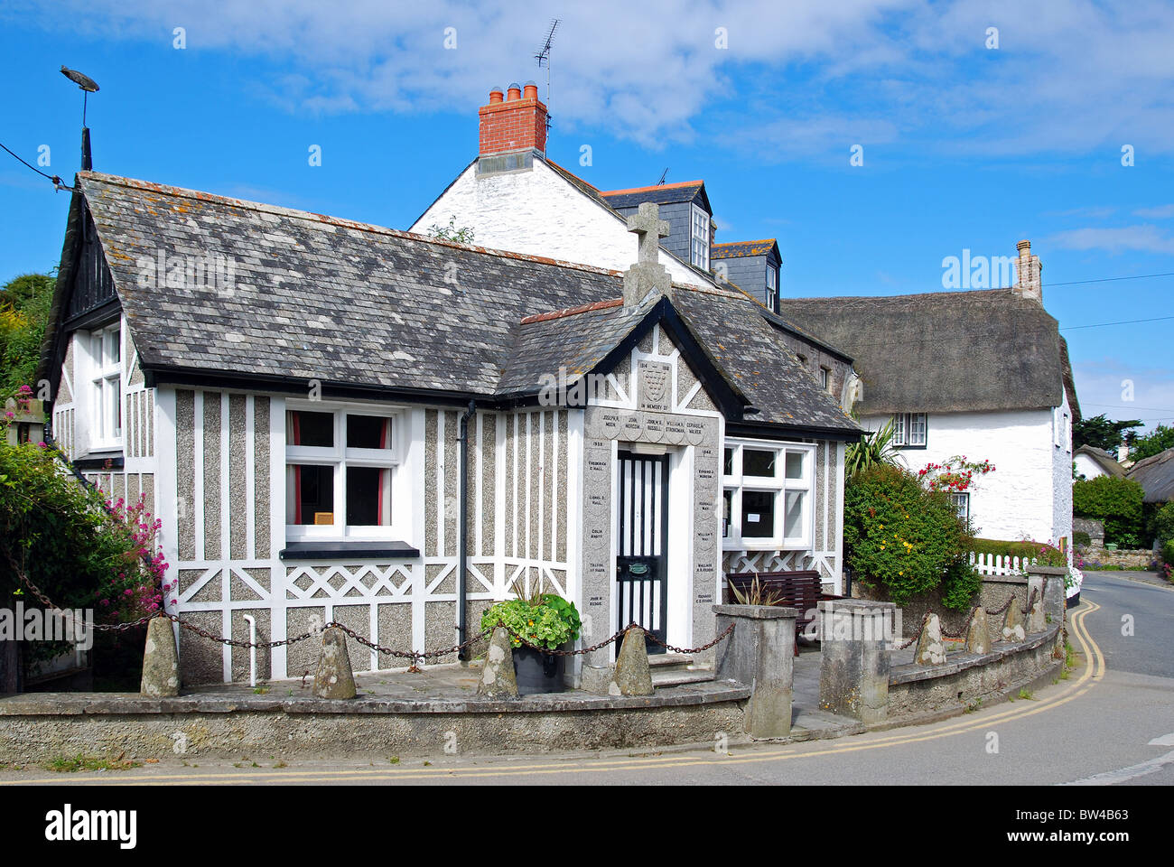 The little village hall building at Crantock in Cornwall, UK Stock ...