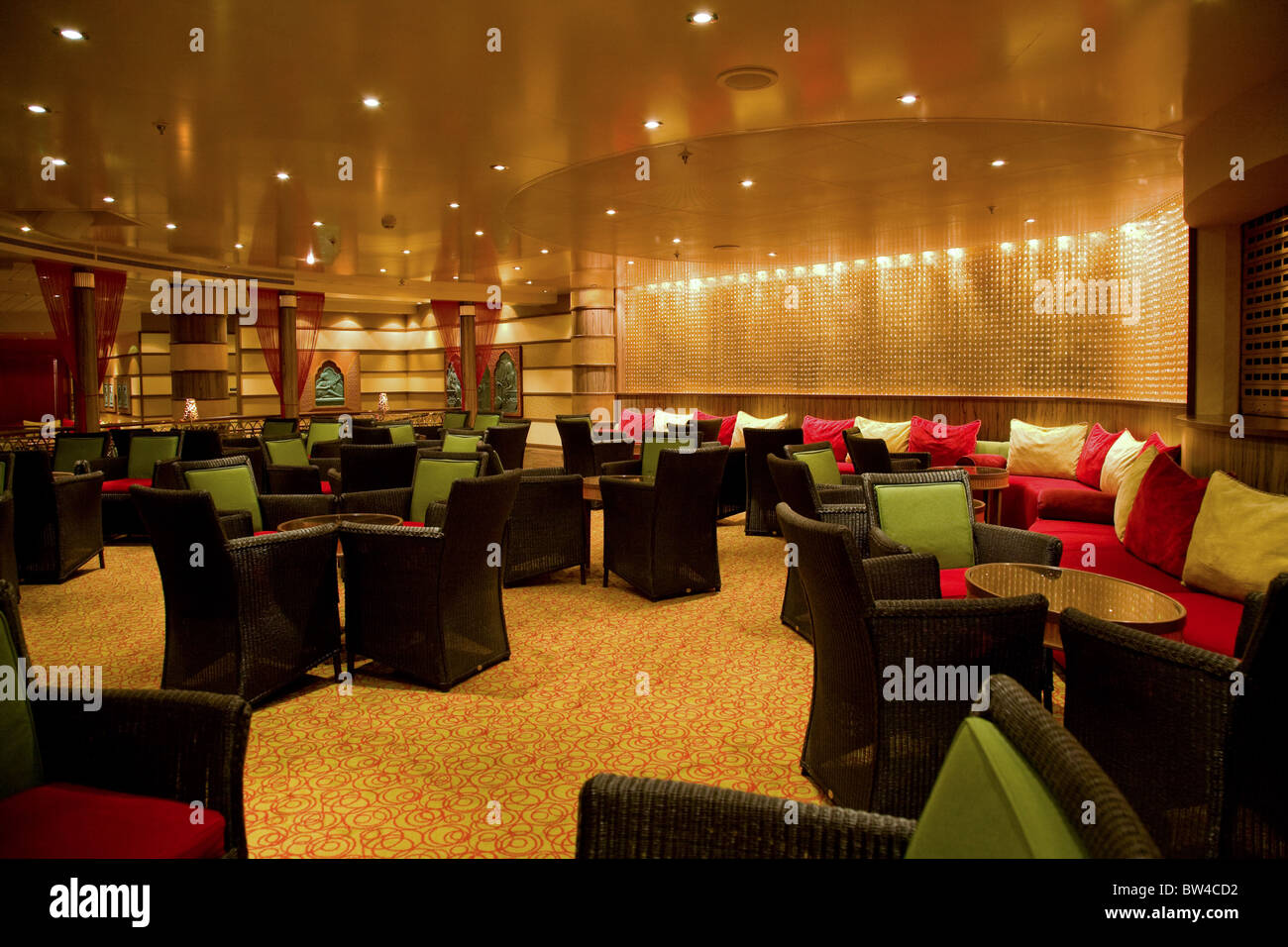 Cruise Ship Azura bars and reastaurant seating Stock Photo - Alamy