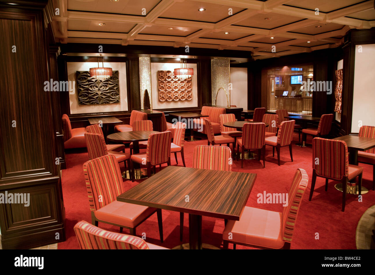 Cruise Ship Azura bars and reastaurant seating Stock Photo - Alamy