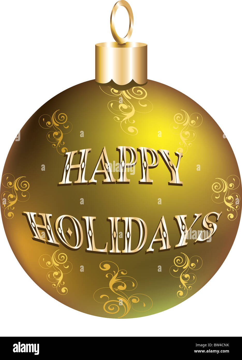 Vector Illustration of gold happy holidays ornament isolated Stock ...