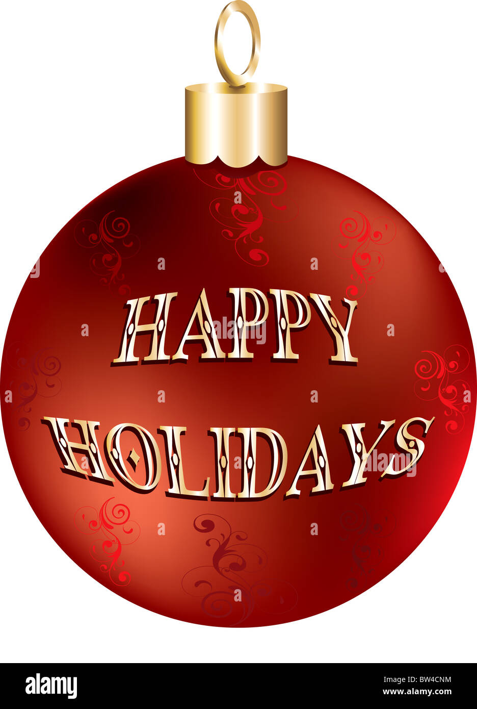 Vector Illustration of red and gold happy holidays ornament isolated ...