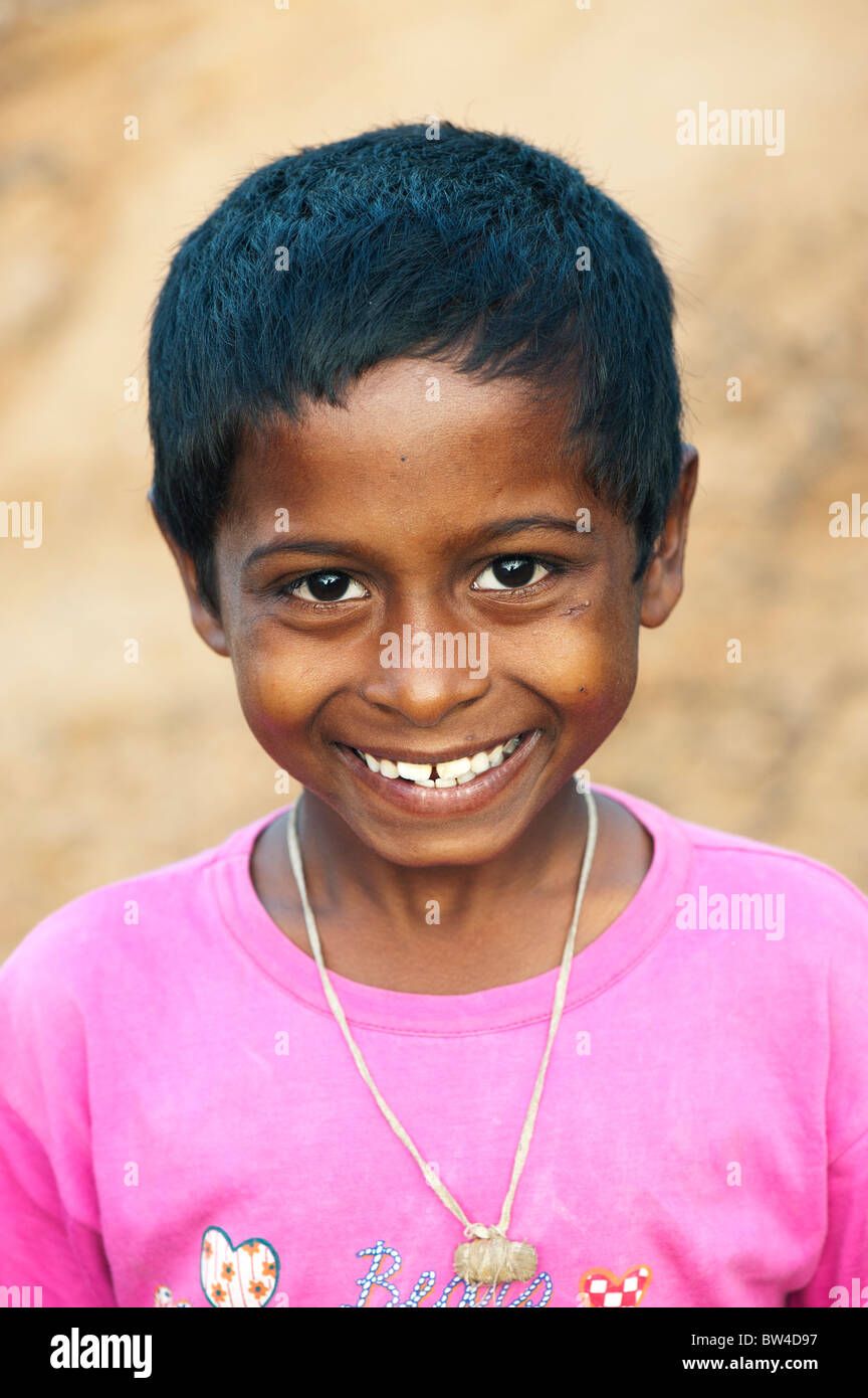 Smiling happy poor Indian village boy. Andhra Pradesh, India Stock ...