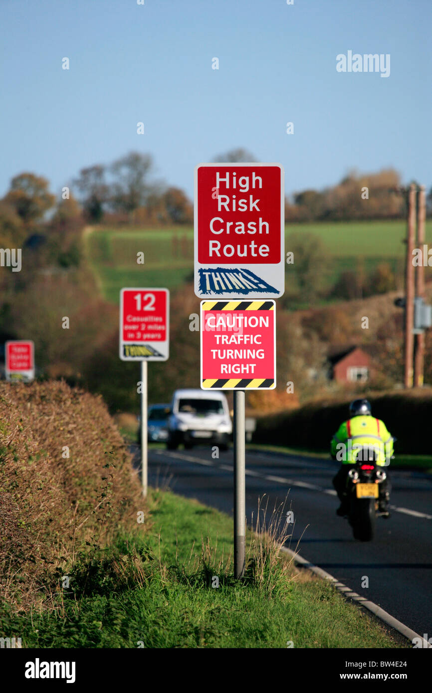 Signs Warning of High Risk Crash Route and Casualty Statistics on the ...
