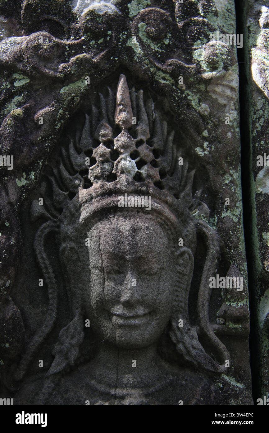 Apsara in the Bayon, in the centre of Angkor Thom, Cambodia Stock Photo ...