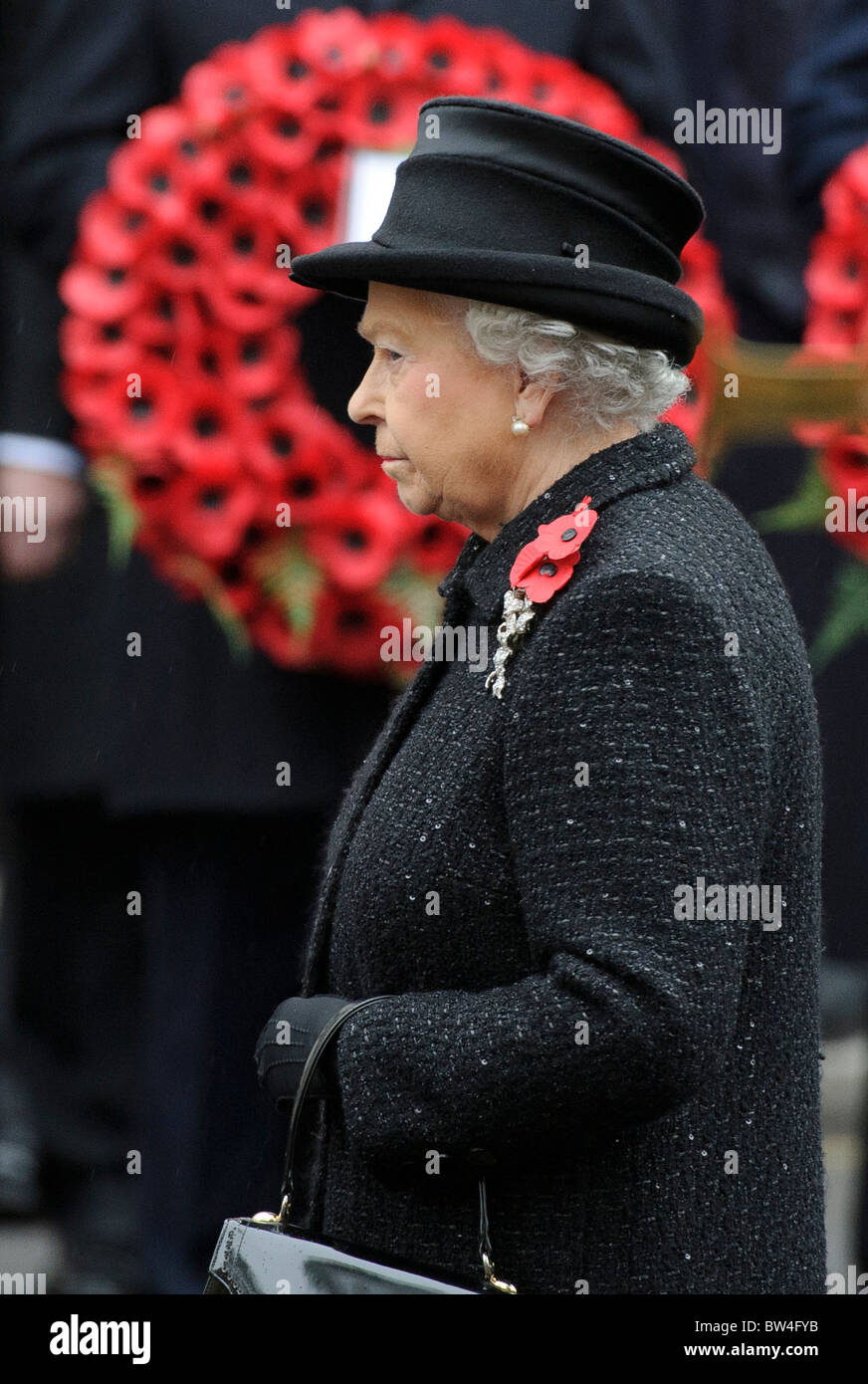HM Queen Elizabeth II attends the Remembrance Sunday Memorial Service ...