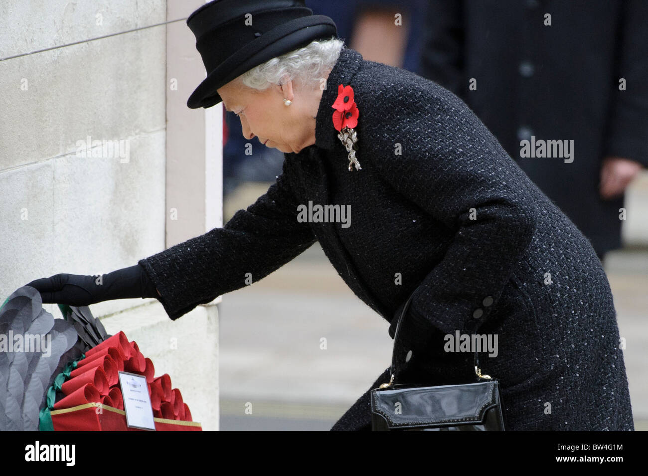 HM Queen Elizabeth II attends the Remembrance Sunday Memorial Service ...