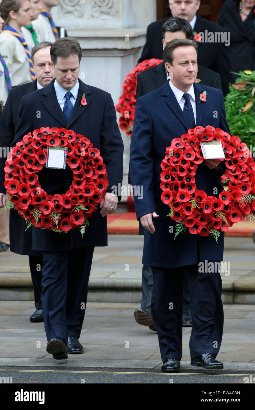 The Rt Hon David Cameron and The Rt Hon Nick Clegg attend the ...