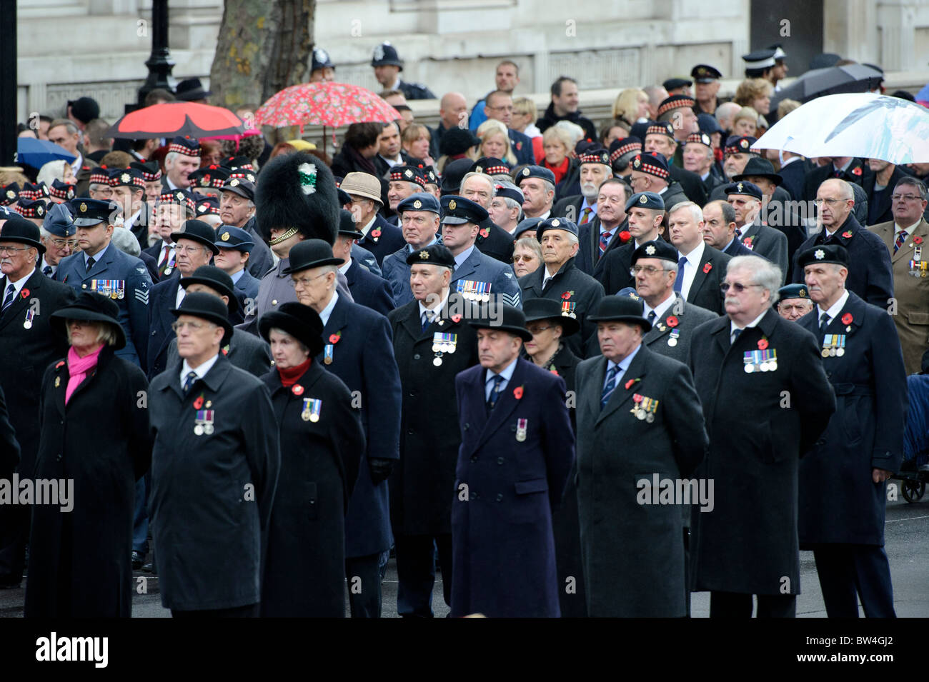 Veterans attend the Remembrance Sunday Memorial Service at the Cenotaph ...