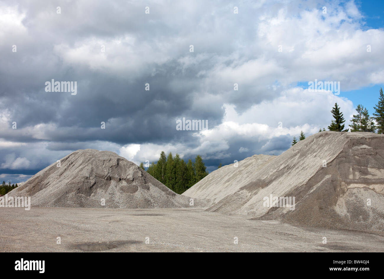 Piles of crushed stone , used for construction , Finland Stock Photo ...