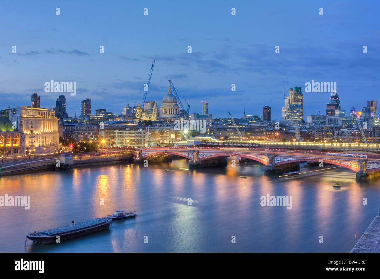 The City of London and the River Thames at night Stock Photo - Alamy