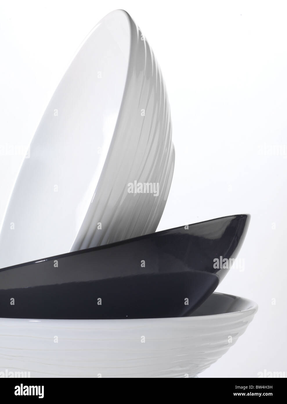 Stacked White Dishes Stock Photo - Alamy