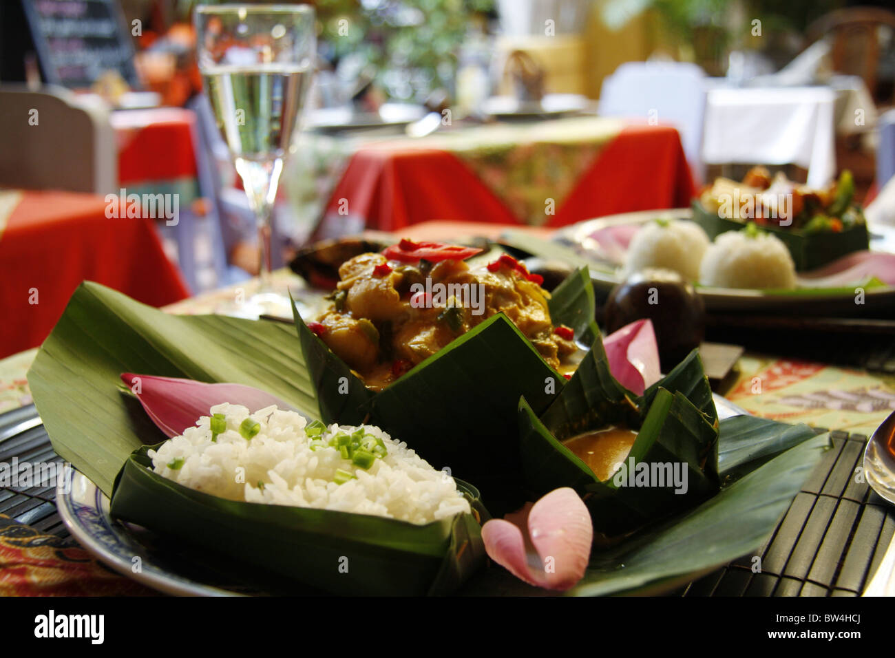 Fish Amok, a traditional Cambodian dish, served in a restaurant in Siem ...
