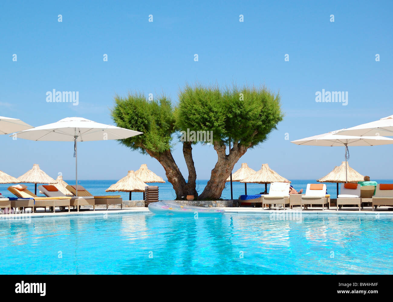 Swimming pool at luxury hotel, Crete, Greece Stock Photo - Alamy