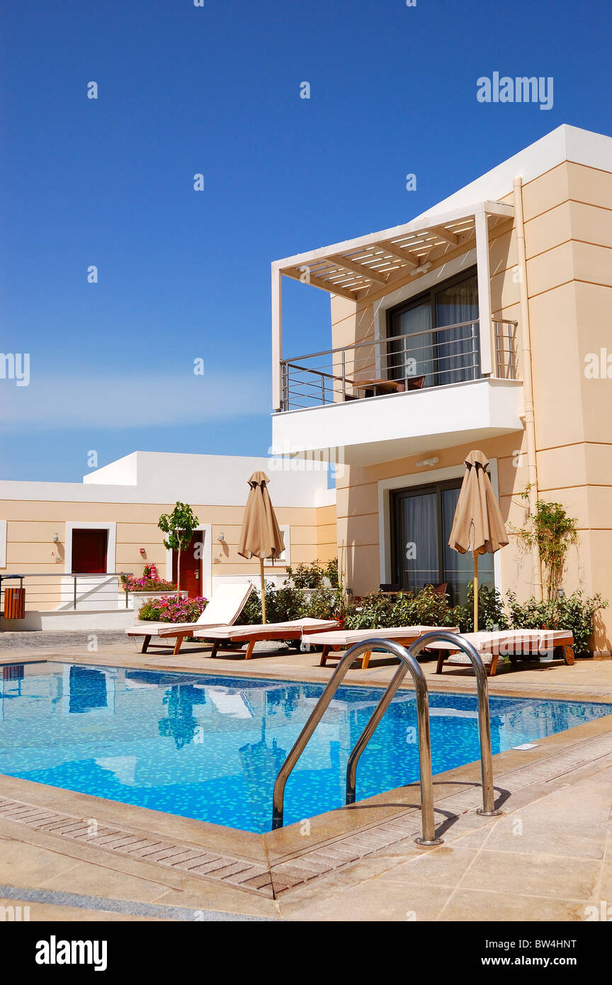 Swimming pool at luxury villa, Crete, Greece Stock Photo - Alamy