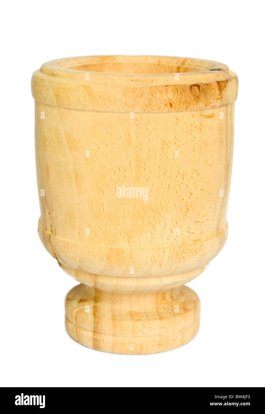 Handmade simple wooden chalice on white background Stock Photo - Alamy