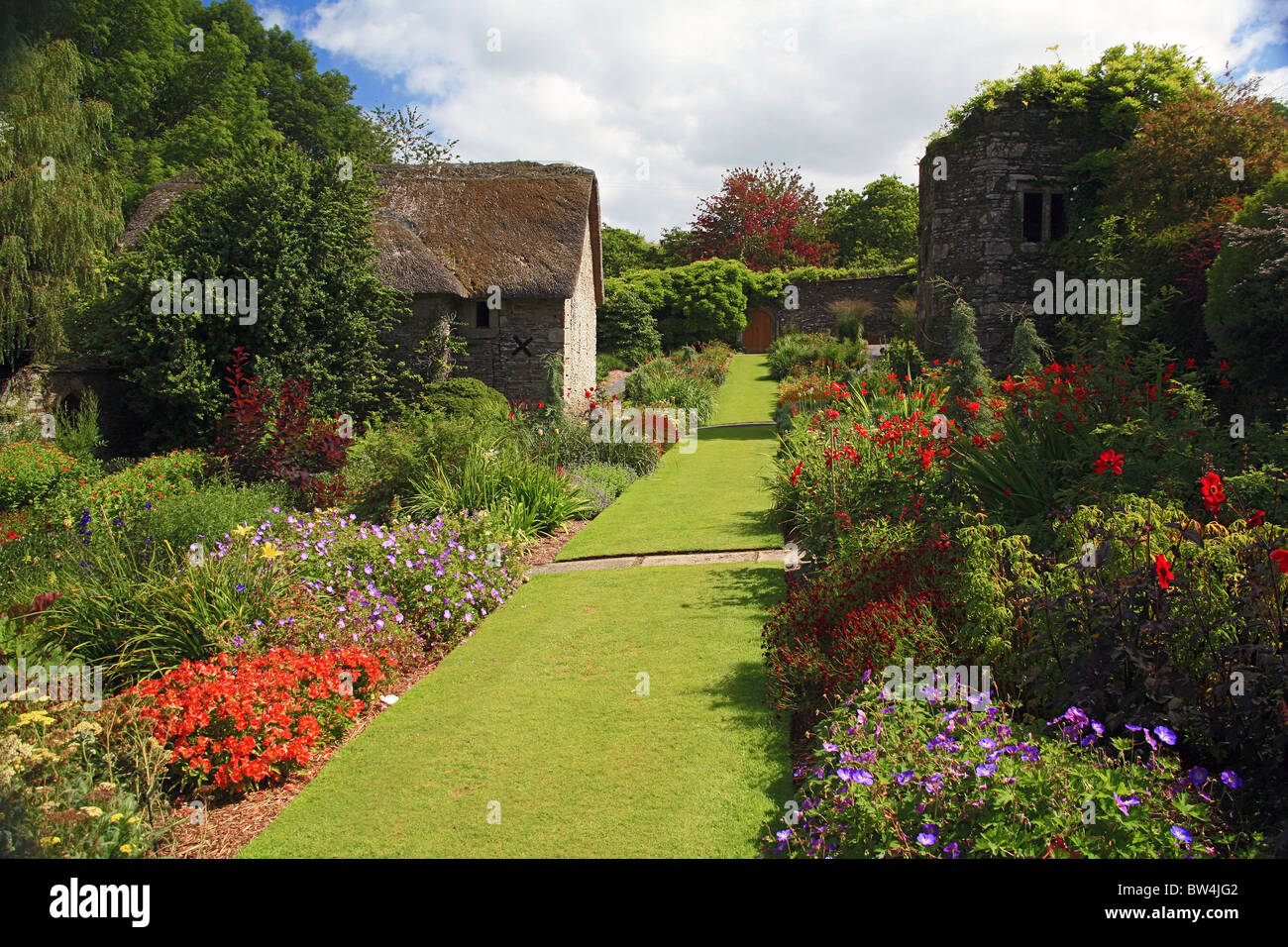 The 16th century walled garden at The Garden House in Buckland ...