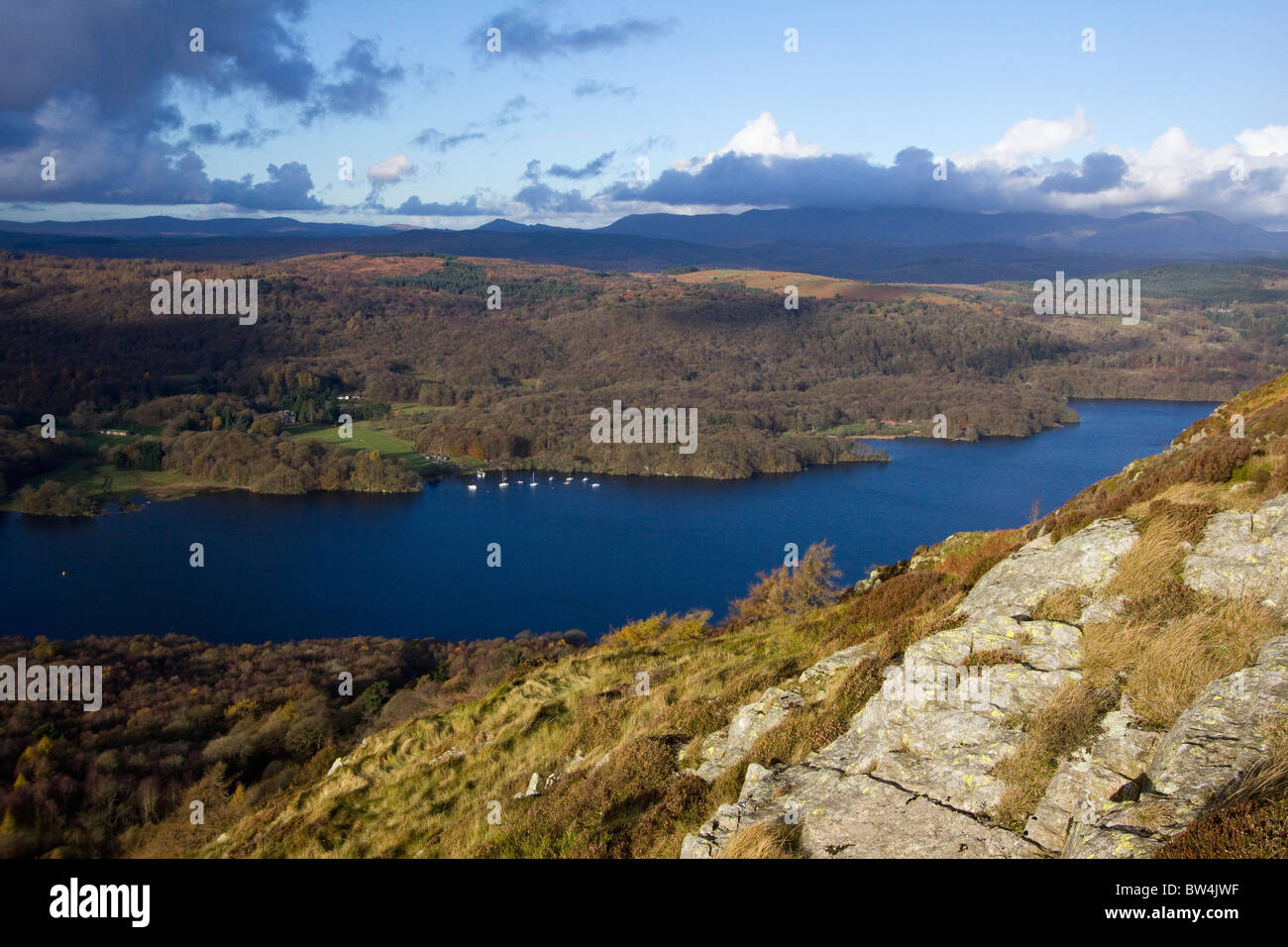 gummers how viewpoint lake windermere lake district england uk Stock ...