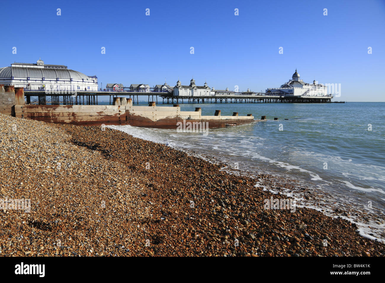 Eastbourne seafront promenade and beach, East Sussex, England Stock ...