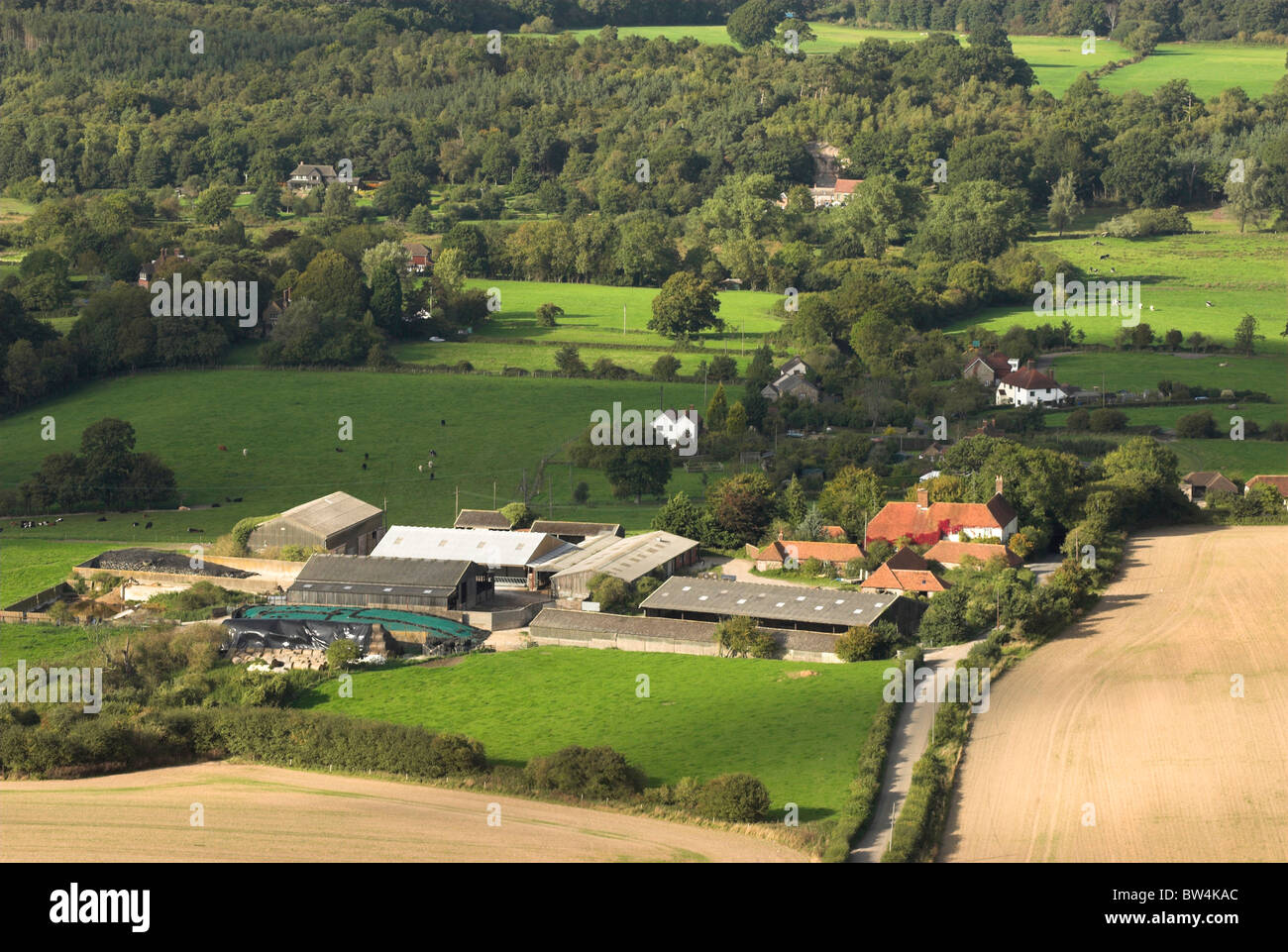 Rackham Farm from high up on the South Downs in West Sussex Stock Photo ...