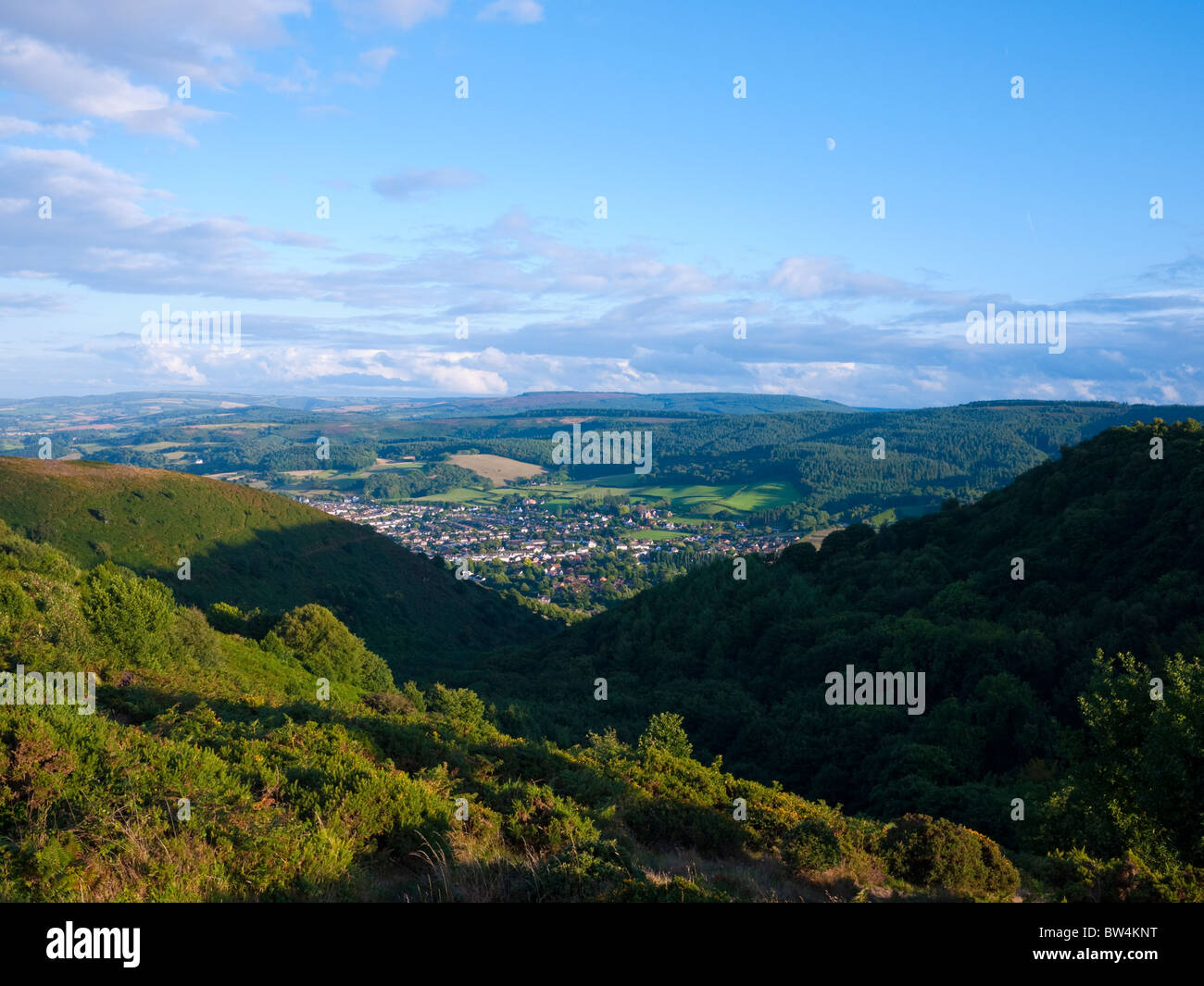 The town of Minehead viewed from Bratton Ball in Exmoor National Park ...