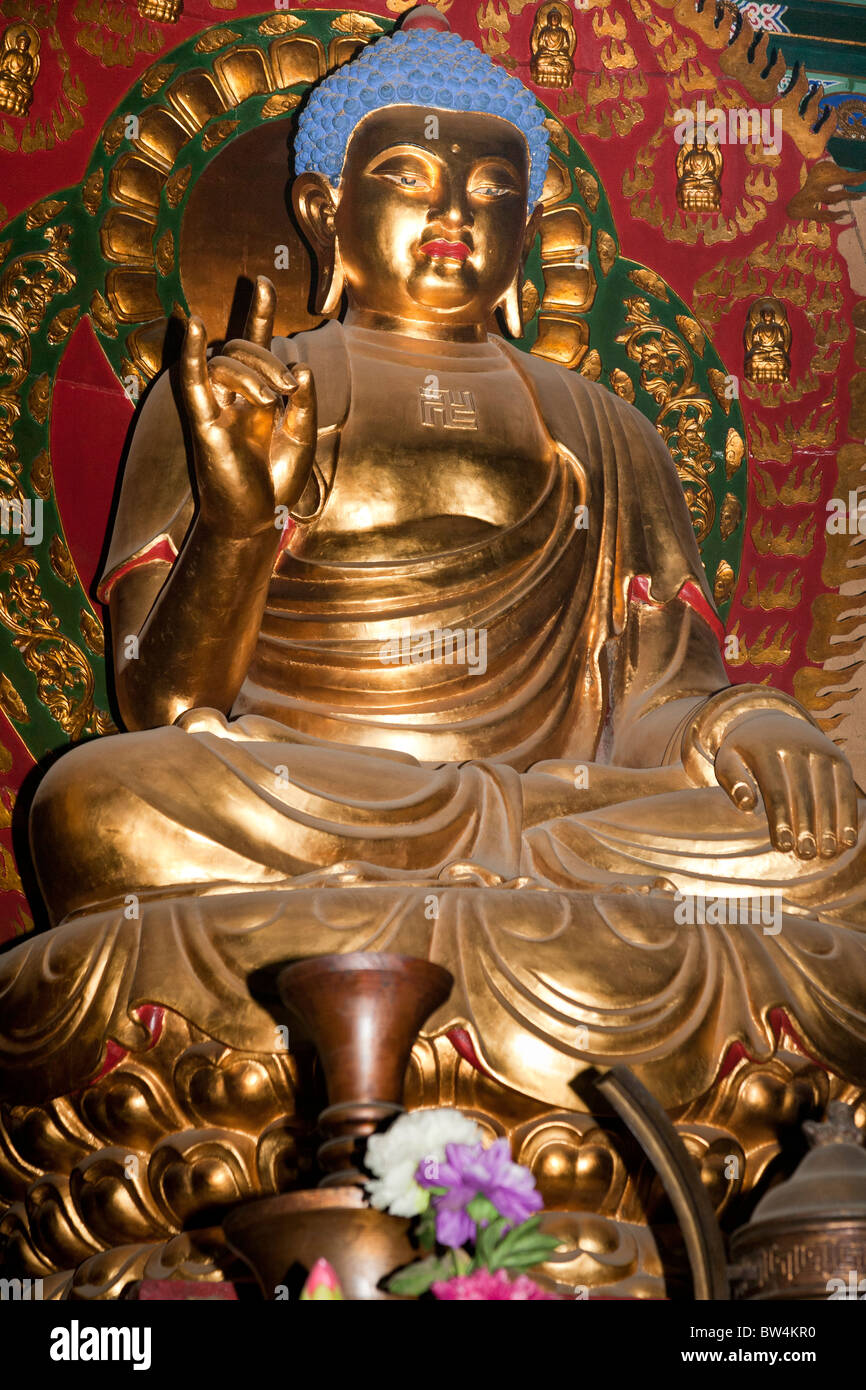 A golden Buddha, Shaolin Temple, birthplace of Kung Fu, Song Shan, near ...
