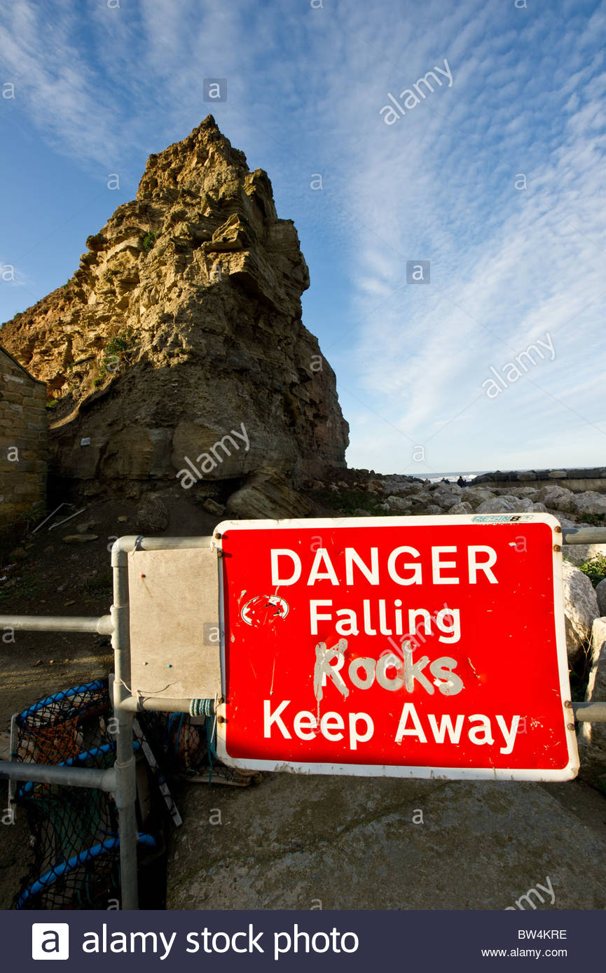Danger Falling Rocks Sign Keep Stock Photos & Danger Falling Rocks Sign ...