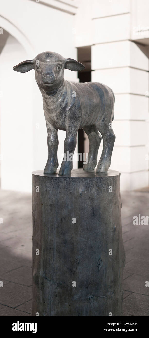 Public Sculpture, 'Lamb,' by Kenny Hunter, Canterbury, Kent, UK Stock ...