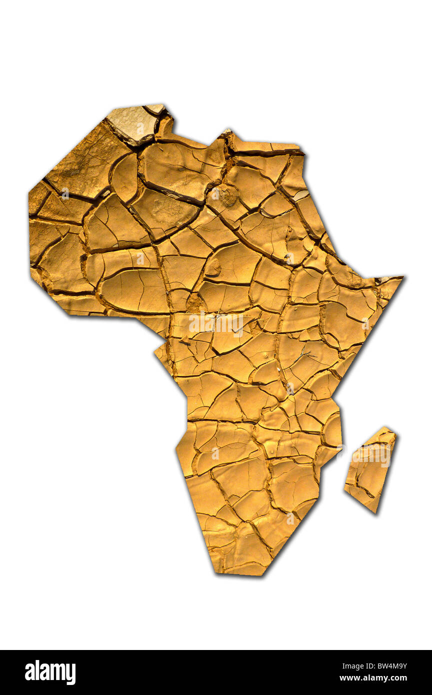 Dry cracked earth in the shape of a map of Africa Stock Photo - Alamy
