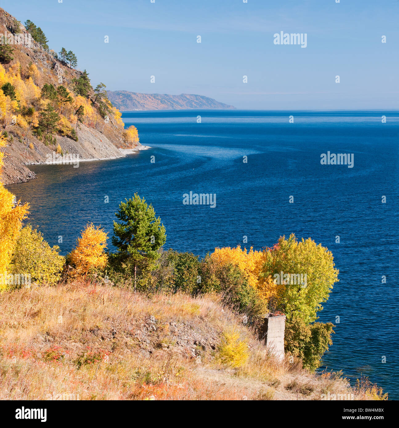 Autumn at Lake Baikal - oldest, deepest and most voluminous freshwater ...