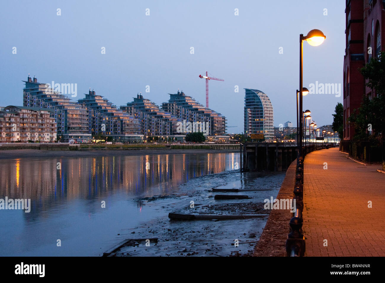 Battersea Reach development seen from Chelsea and imperial wharf in ...
