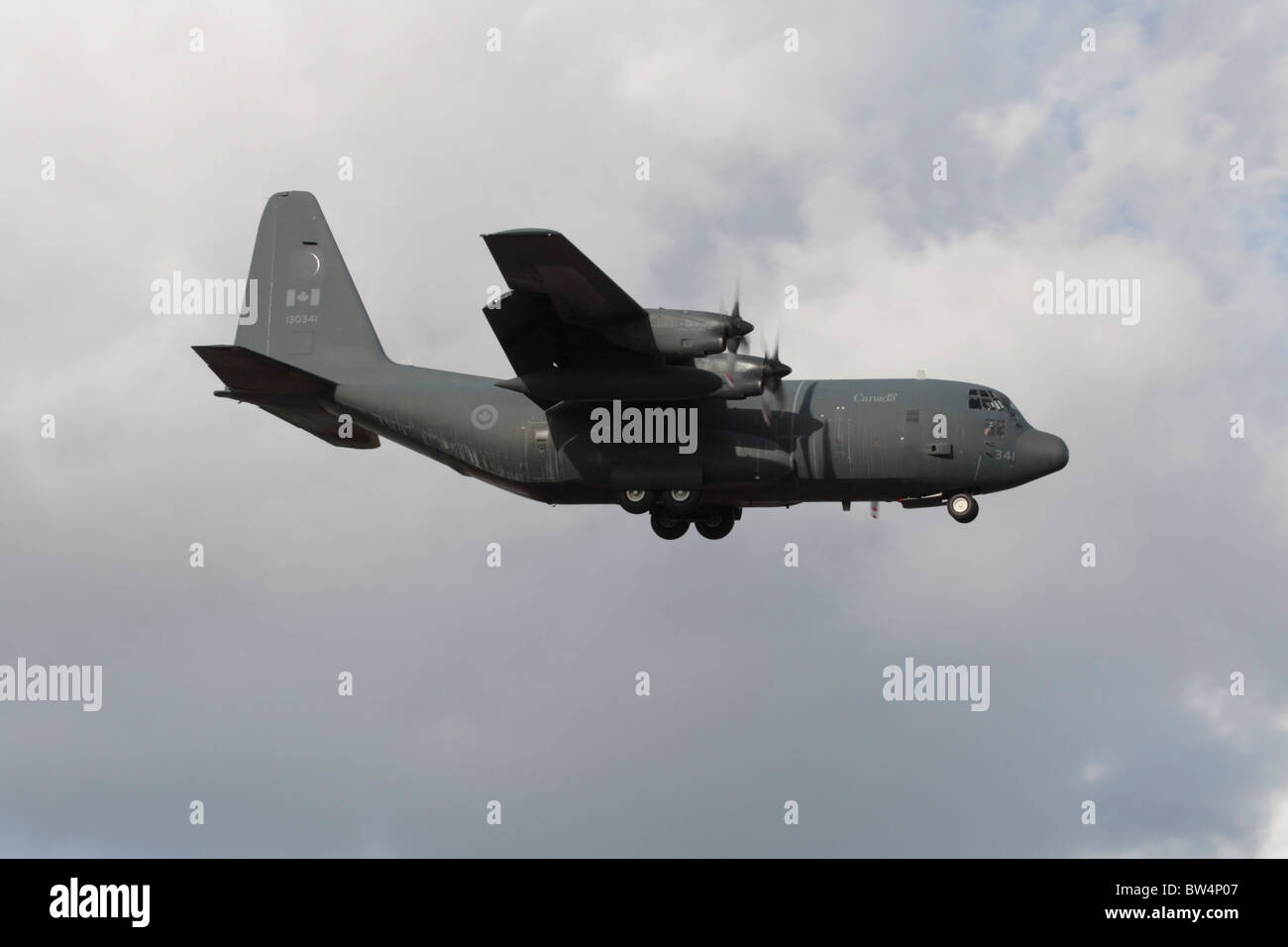 Canadian Forces C-130 Hercules military transport plane flying on ...