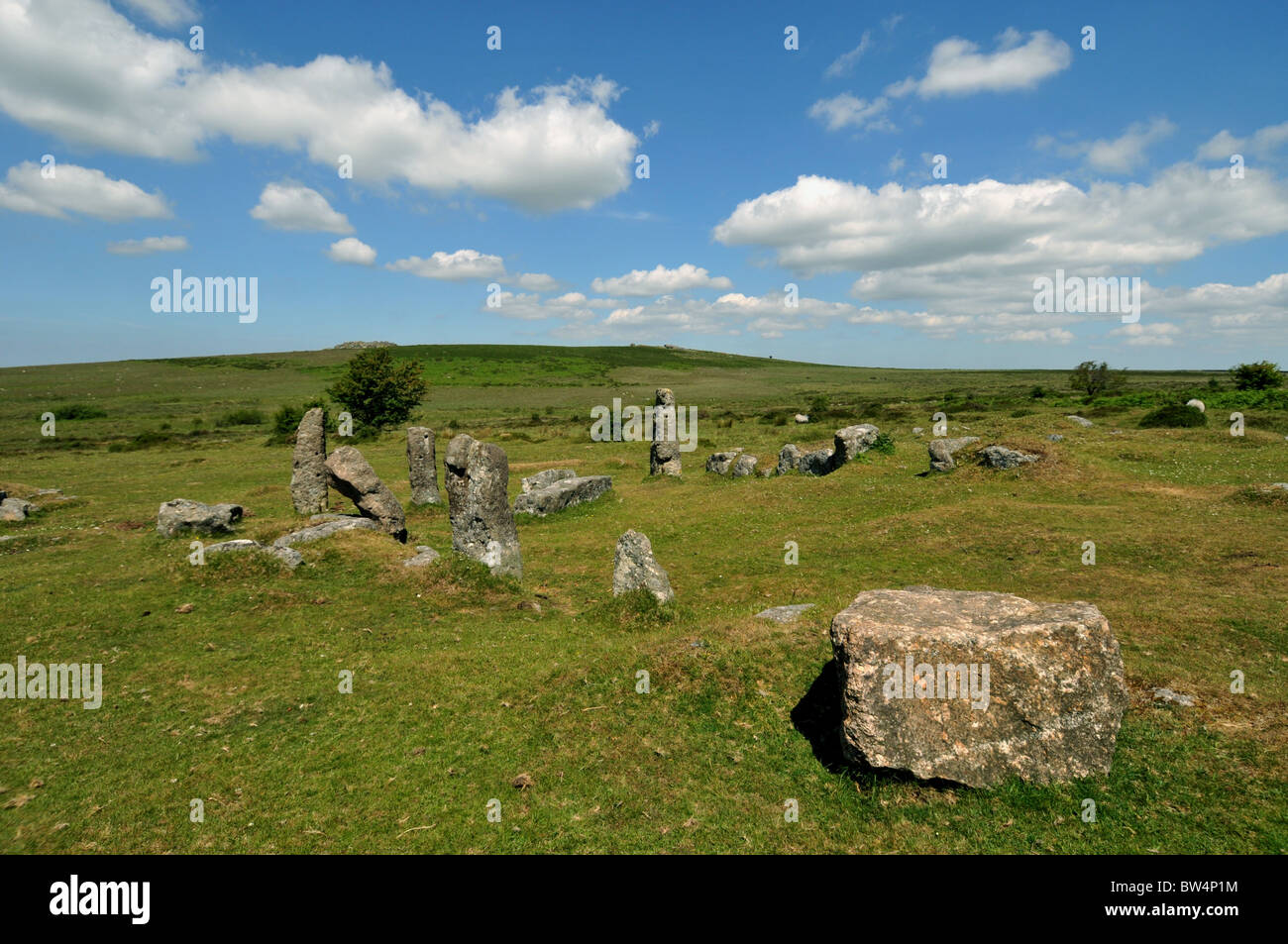 dartmoor merrivale ancient stone rows and paths Stock Photo - Alamy