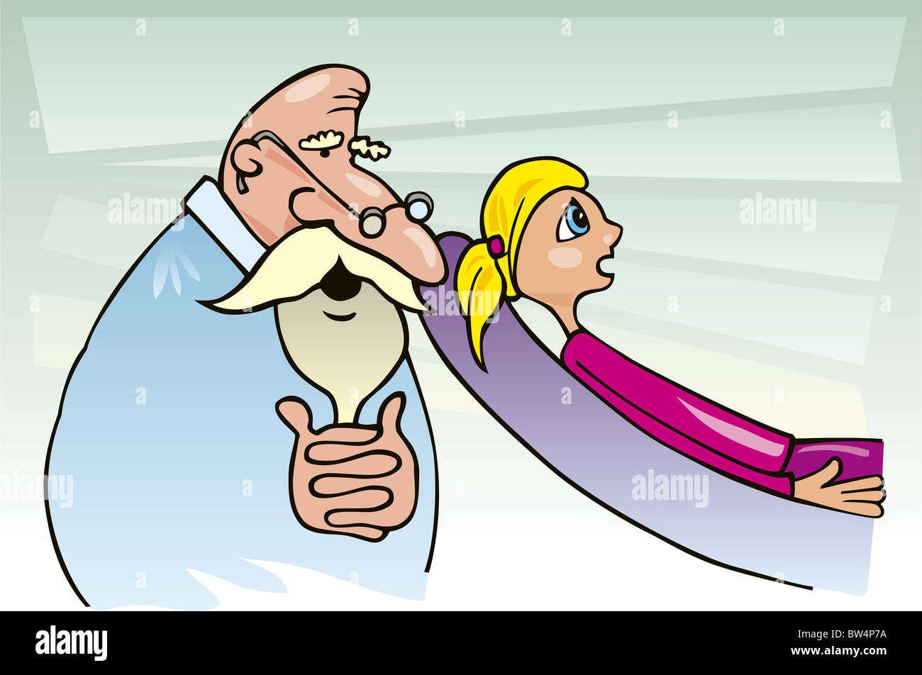 Cartoon illustration of blond teen girl at shrink doctor Stock Photo ...