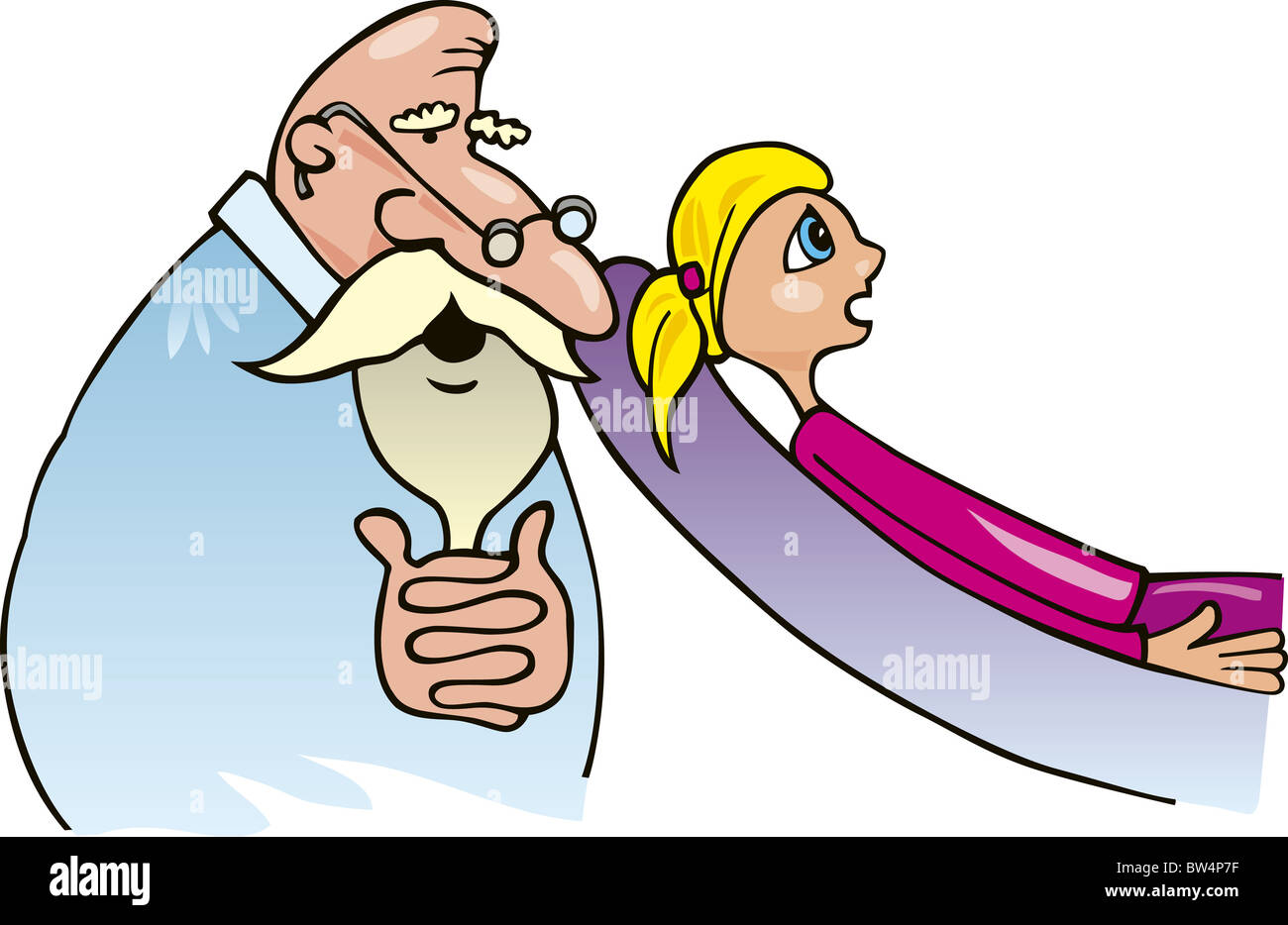 Cartoon illustration of blond teen girl at shrink doctor Stock Photo ...