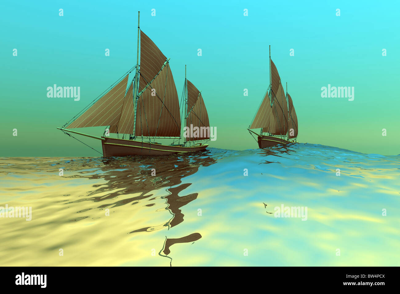 Two sailing ships on sea hi-res stock photography and images - Alamy