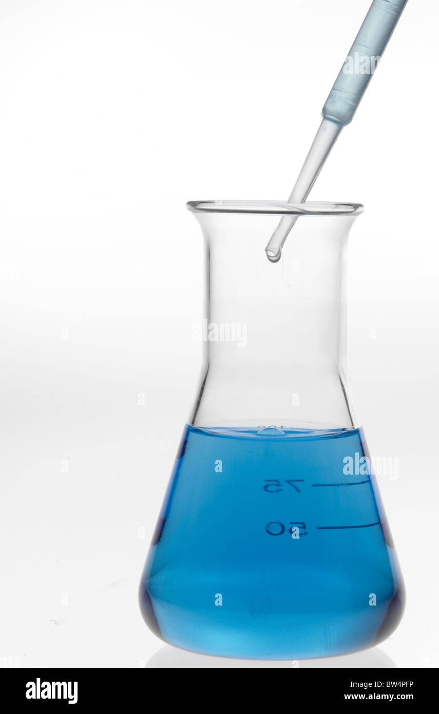 Chemical flasks over white background Stock Photo - Alamy