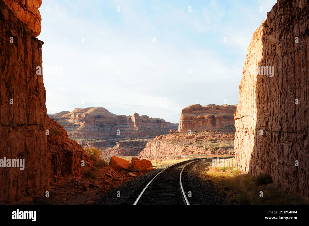 Railroad Through Remote Desert Canyon Stock Photo - Alamy