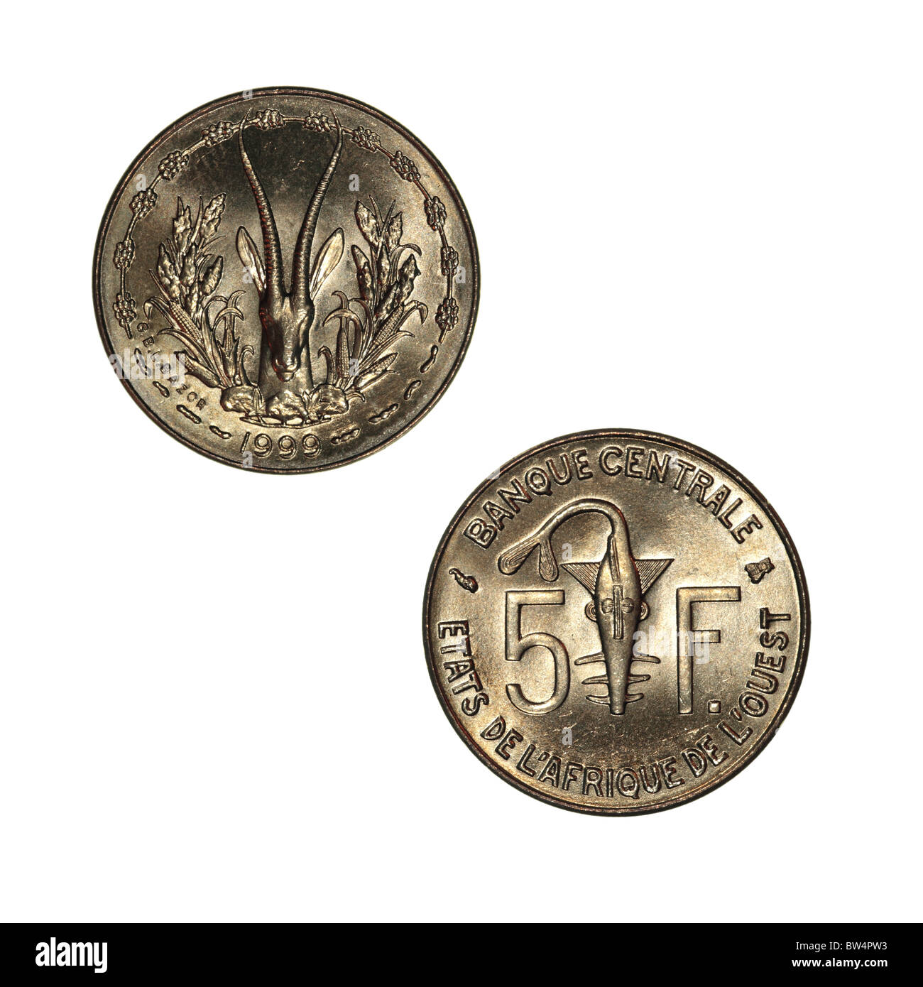 West African Franc Coin Stock Photo - Alamy
